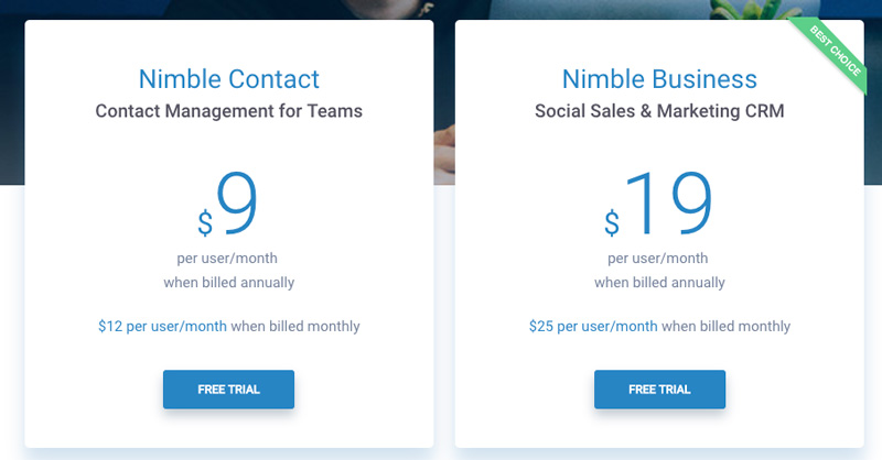 Nimble bietet jetzt auch einen "Contact Plan" | CRMmanager